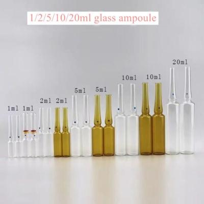 Cina 1 ml 2 ml 5 ml ISO Standard Chinese Standard Amber Transparent USP Ampolata di vetro di tipo I per iniezioni farmaceutiche in vendita