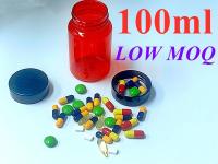 China Customized Red PET 100ml Empty Pill Bottle for Pharmacy Medicine Capsule Tablet for sale