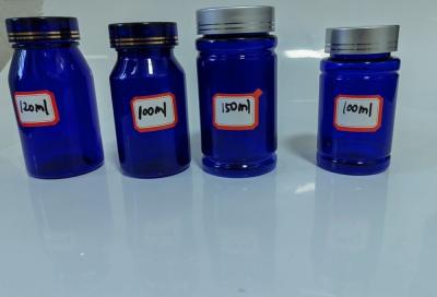 Cina 100cc 120cc 150cc Bottiglia di plastica per pillole Capsule Trasparente Blu Pet Riempievole Bottiglia di plastica solida per farmaci in vendita