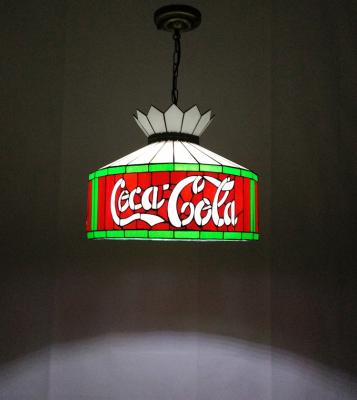 Cina 12'' Bar Restaurant Cafe Dining Room Hanging Light Ceiling Light Red Stained Glass LED Chandelier Pendant Lamp in vendita