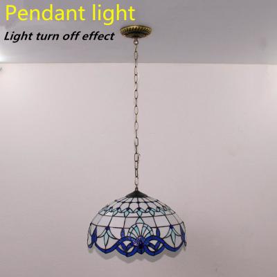 Cina 12'' European Style Turkish Light Bed Room Dinning Room Stained Glass Chandelier LED Glass Pendant Lamp in vendita