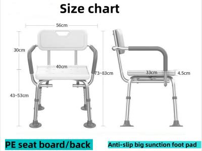 Cina Rehabilitation Therapy Elderly Disabled Pregnant Bathroom Bench Shower Chair With Handles in vendita