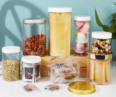 Cina Empty Clear Candy Cookies Food Storage Sealed Pots 150ml 250ml 500ml 600ml PET Plastic Food Storage Jar in vendita