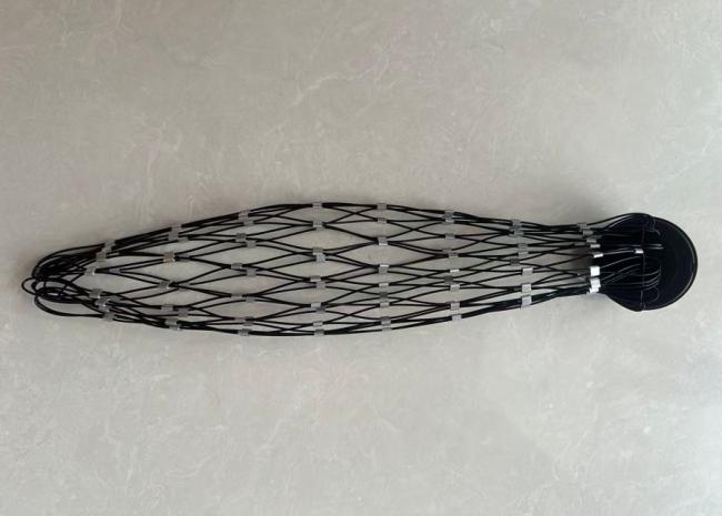 Close-up of stainless steel rope mesh structure