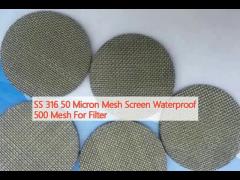 SS 316 50 Micron Mesh Screen Waterproof 500 Mesh For Filter
