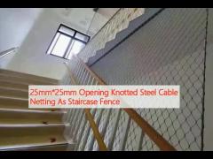 25 mm * 25 mm Opening Knotted Steel Cable Net als Trap hek