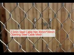 2.5mm Stalen Kabel Net 30mm*30mm Opening Stalen Kabel Mesh