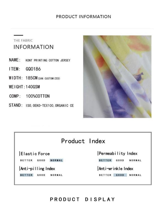 32s 100%Cotton Tie Printed Single Jersey Fabric