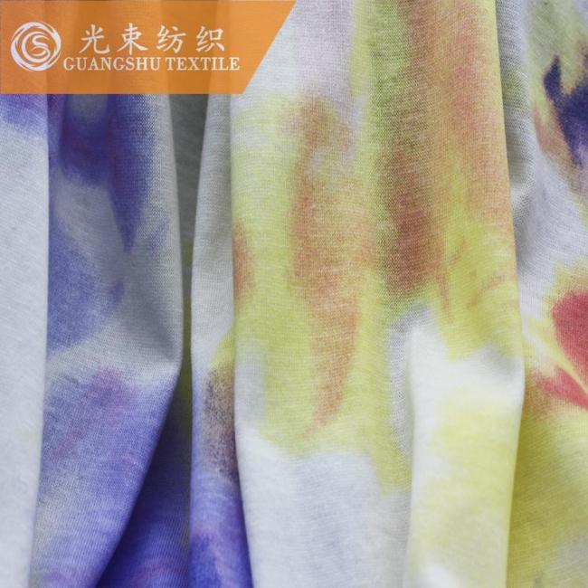 32s 100%Cotton Tie Printed Single Jersey Fabric