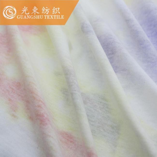 32s 100%Cotton Tie Printed Single Jersey Fabric
