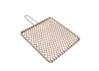Cina Reticolato quadrato della griglia del barbecue del rame di Mesh Steaming Cooling Baking Net di forma con la rete metallica del barbecue della maniglia in vendita