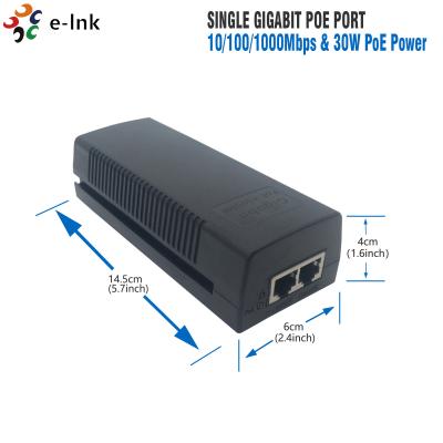 China Fast Gigabit PoE Injector Adapter IEEE802.3af At 15W 30W 48V DC Output 10/100/1000M for sale