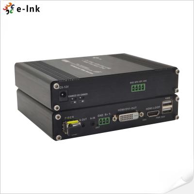 China 1Ch 1080P DVI Fiber Converter USB KVM 1Ch RS232 Bidi Stereo Audio for sale