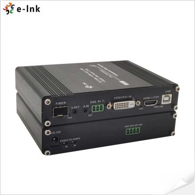 China 1Ch 1080P DVI Fiber Converter USB KVM 1Ch RS232 Bidi Stereo Audio for sale