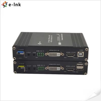 China 1Ch 1080P DVI Fiber Converter USB KVM 1Ch RS232 Bidi Stereo Audio for sale