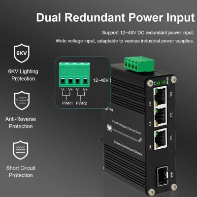 China Mini-Industrial Ethernet-Switch 3-Port 10/100/1000T + 1-Port 100/1000X SFP-Netzwerk-Switch zu verkaufen