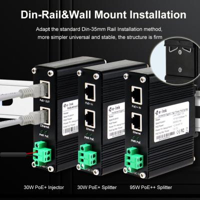 China Outdoor PoE Splitter 802.3bt 12V DC 36W Output Din Rail Gigabit Power Ethernet Splitter for sale