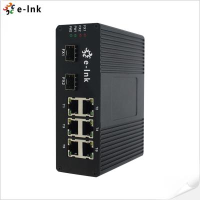 China Industrial 6 puertos 10 / 100Base-T + 2 puertos 100BASE-FX Switch Ethernet en venta