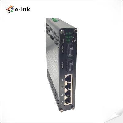China 4 Anschlüsse 10/100T Industrial Ethernet Switch mit 2 Anschlüssen 100M SC Dual Fiber 2KM zu verkaufen
