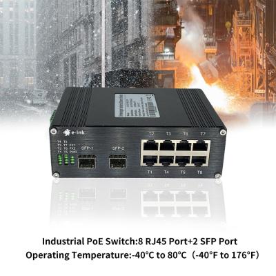 중국 산업용 L2 + 8-포트 10 / 100 / 1000T 802.3at PoE + 2-포트 1000X SFP 관리 이더넷 스위치 판매용