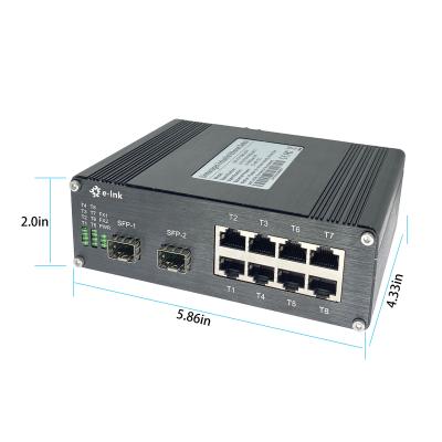 중국 산업용 L2 + 8-포트 10 / 100 / 1000T 802.3at PoE + 2-포트 1000X SFP 관리 이더넷 스위치 판매용