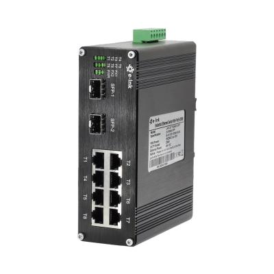 China Industriële 100W-schakelaar 8-Port1000T 802.3bt PoE + 2 SFP Ethernet-schakelaar Te koop