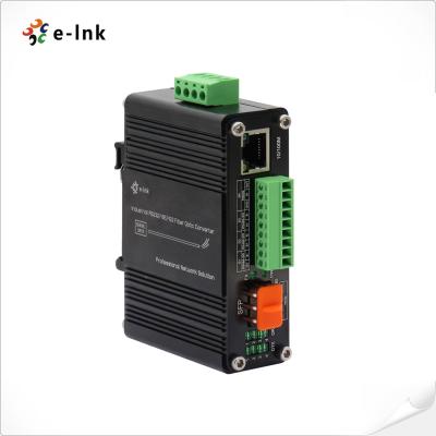China Mini Industrial 10/100Base-T to 100Base-X SFP Fiber Ethernet Media Converter with 1Ch RS232/RS485/RS422 for sale