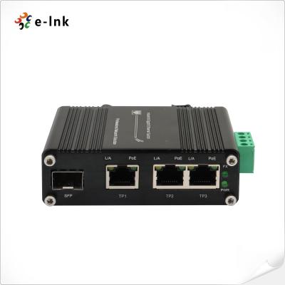 中国 ミニ産業用 3 ポート 802.3at PoE + 1 ポート SFP イーサネット スイッチ 12 ~ 48V DC 入力と電圧ブースター 販売のため