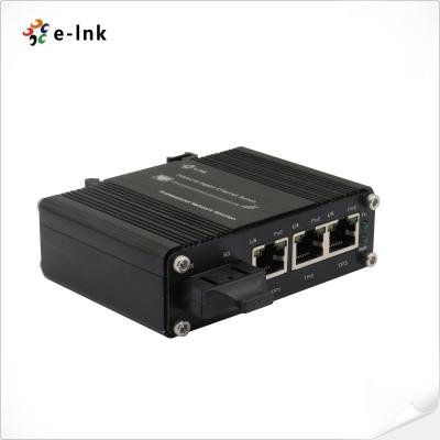 Китай Мини-индустриальный 3-портный коммутатор Ethernet PoE 802.3at + 1-портный коммутатор Ethernet SFP с входом 12 ~ 48V постоянного тока и усилителем напряжения продается