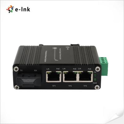 中国 ミニインダストリアル 3ポート 10/100/1000T 802.3at PoE + 1ポート 1000X SC イーサネット スイッチ 12~48VDC入力と電圧ブースター 販売のため