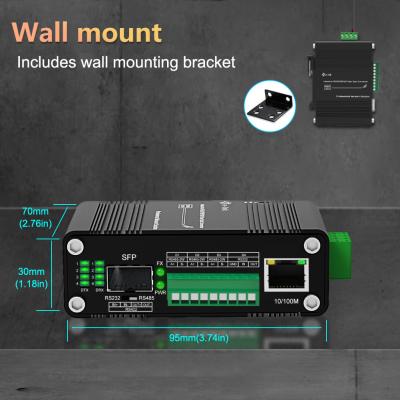 China Mini Industrial 10/100Base-T a 100Base-X SFP Fibra Ethernet Convertidor de medios con 1Ch RS232/RS485/RS422 en venta