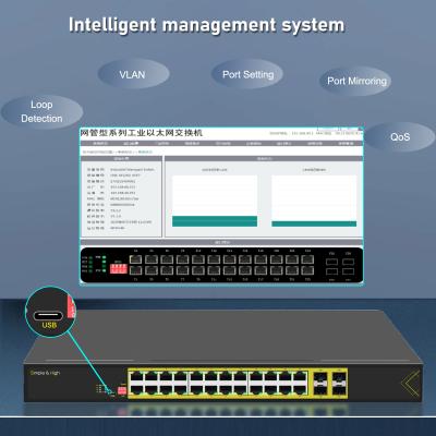 Китай L2+ Управляемая стойка для установки 24-порта 10/100/1000T + 4-порта 1000X SFP Ethernet Switch продается
