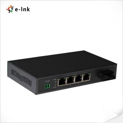 China 10/100/1000Mbps PoE-PSE Fiber to Copper Ethernet Switch: 1 SFP + 4 PoE for sale