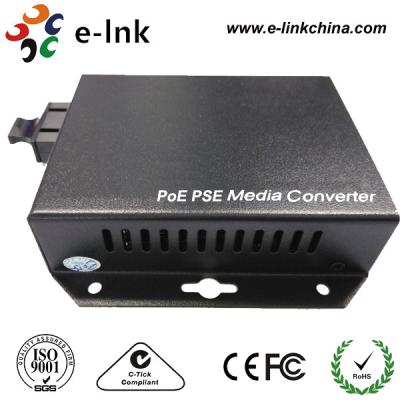 China Conversor de medios de fibra de 10/100/100Mbps Gigabit PoE-PSE montado en pared en venta