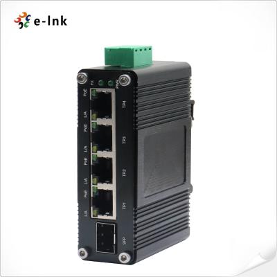 China Mini Industrial Switch Ethernet de 4 Puertos 10/100/1000T 802.3at PoE + 1 Puerto 100/1000X SFP con Entrada de 12~48VDC y Amplificador de Voltaje en venta