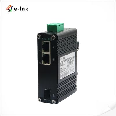 China Mini Industrial 1-puerto 100/1000X SFP a 2-puerto 10/100/1000T Ethernet Convertidor de medios en venta
