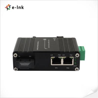 China Elink Industrial Fiber Media Converter 1x100M SC + 2x10/100M Ethernet RJ45 90W PoE++ Media Converter for sale