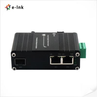 China 60W Fiber Optic To Ethernet Converter SFP to 2xRj45 Converter POE++ 48V DC Media Converter for sale