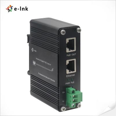 China 12~48VDC Power Input Industrial Gigabit PoE+ Injector for sale