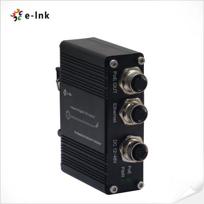 China EN50155 Industrial 1-port 10 / 100 / 1000 PoE Injector with 30W output, M12 connector for sale
