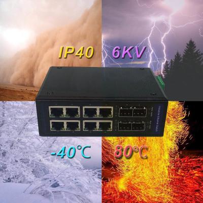 중국 관리형 산업용 8포트 10/100/1000BASE-T + 4포트 100/1000BASE-X SFP 이더넷 스위치 판매용