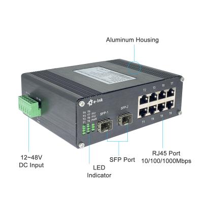 中国 産業用8ポート10/100BASE-T + 2ポート100BASE-FXイーサネットスイッチ 販売のため