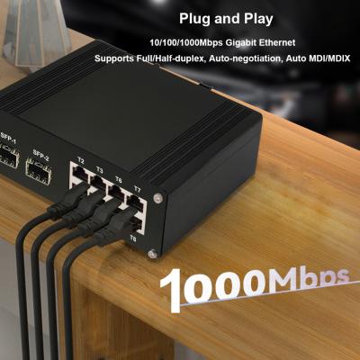 Китай Промышленный 8-портовый коммутатор Ethernet 10/100/1000Base-T + 2-портовый 1000BASE-X продается