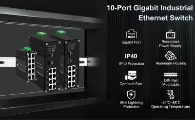 Китай Мини-индустриальный 10-портный коммутатор 10/100/1000T Compact Ethernet Switch поддерживает 802.3x управление потоком продается
