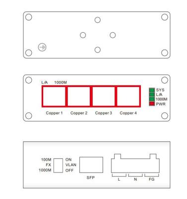 Chine Commutateur Ethernet SFP à 4 ports industriel 10/100/1000Base-T + 1 ports 100/1000Base-X avec entrée 110 ~ 230VAC à vendre