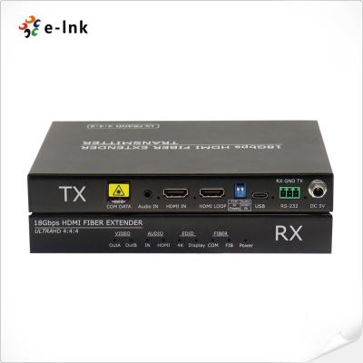 China 4K@60Hz 4:4:4 Audio-Video Fiber Optic Extender 18Gbps 10km Uncompressed AV for sale