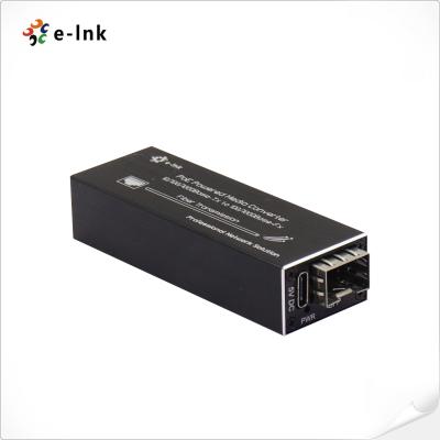 China Mini 10/100/1000BASE-T to 100/1000BASE-X SFP Fiber Media Converter with PoE Powered Function for sale