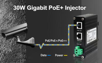 China 12~48V DC Power Input Industrial Gigabit PoE+ Injector Support IEEE802.3at Power over Ethernet (PoE+) Power Sourcing Equipment for sale