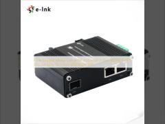 Fibra Gigabit Media Converter Industrial 2-Port 10/100/1000T 802.3at 60W Para 1-Port 100/1000X SFP