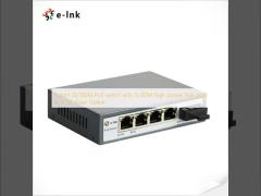 5ポート 10/100M PoE スイッチ 1x 60W 高功率 PoE ポートと 1x SC ファイバー アップリンク